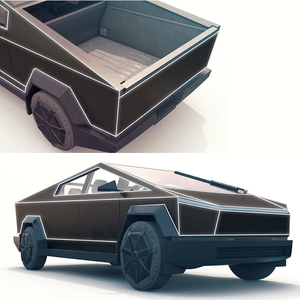 Reflective TRON-Style Wrap Kit for Tesla Cybertruck | No Cutting, Easy ...